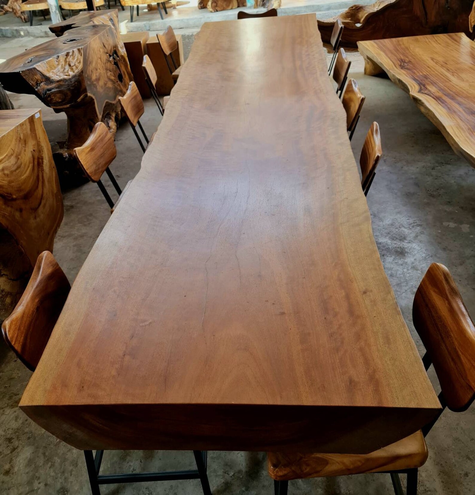Rare 15ft Large Live Edge Shape Dining Table or Conference Table Single ...