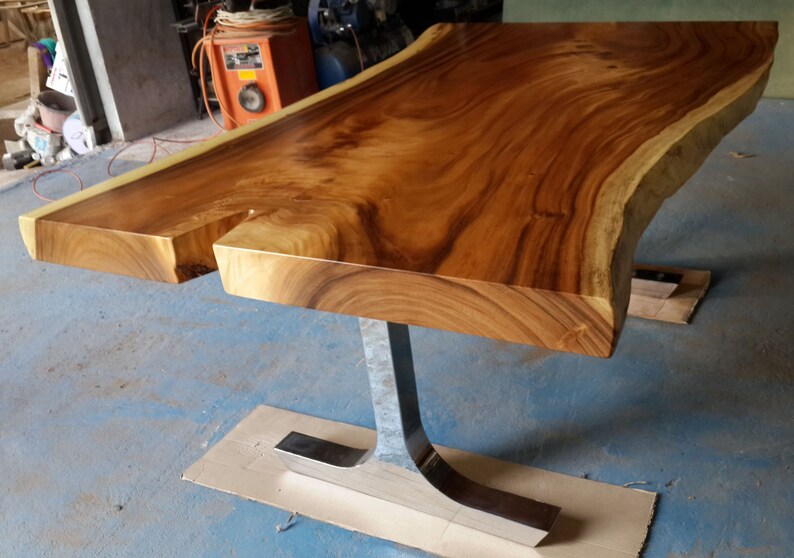 Live Edge Dining Table Reclaimed Golden Acacia Wood Single Slab Custom
