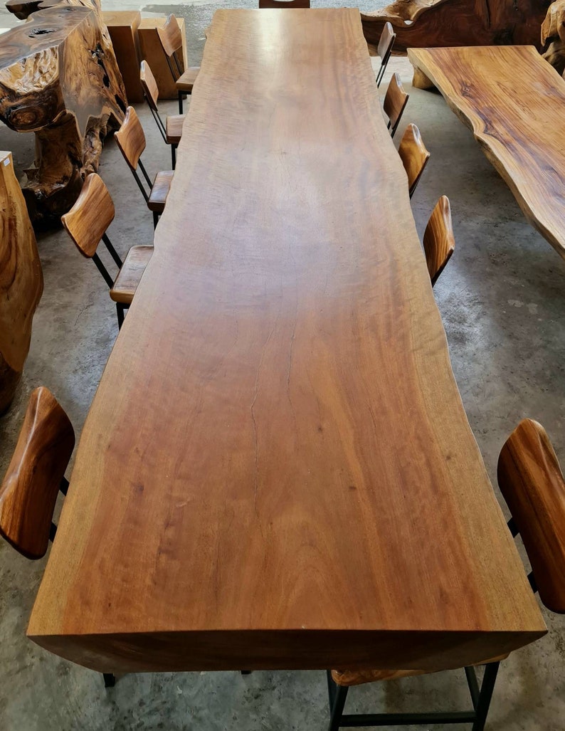 Rare 15ft Large Live Edge Shape Dining Table or Conference Table Single ...