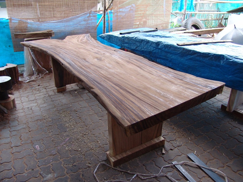 Live Edge Dining Table Reclaimed Golden Acacia Wood Single Etsy