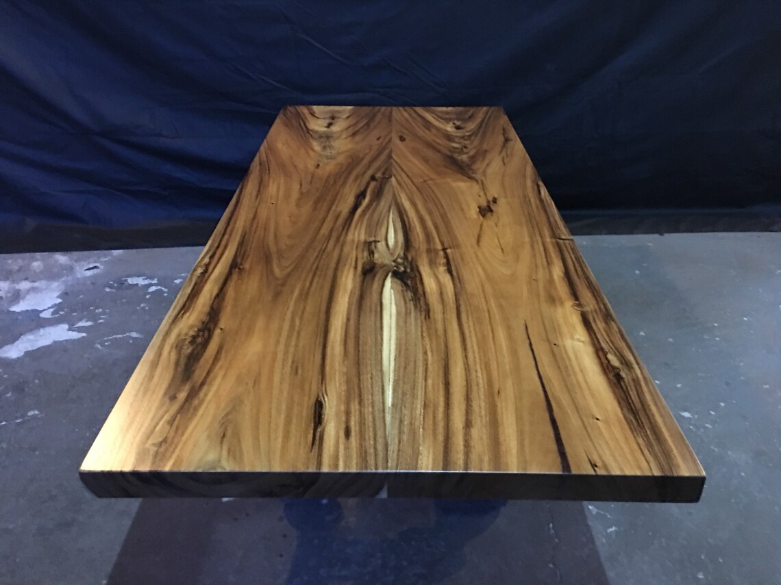 Custom Made Order Straight Edge Book Match Dining Table Two Solid ...
