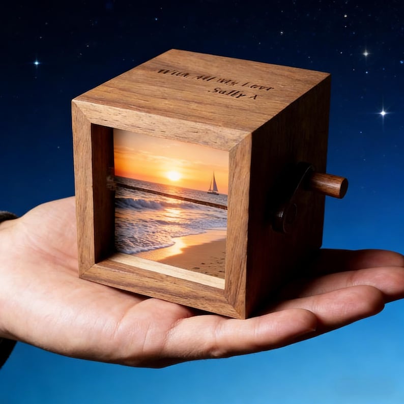 Personalized Photo Flip Animation Box | Custom Wooden Light up Photo ...
