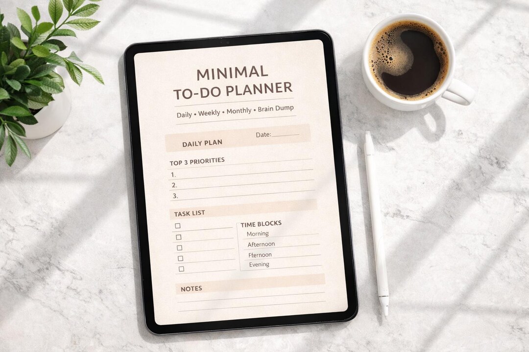 Minimalist Daily & Weekly Planner Printable | Beige A4 PDF Productivity ...