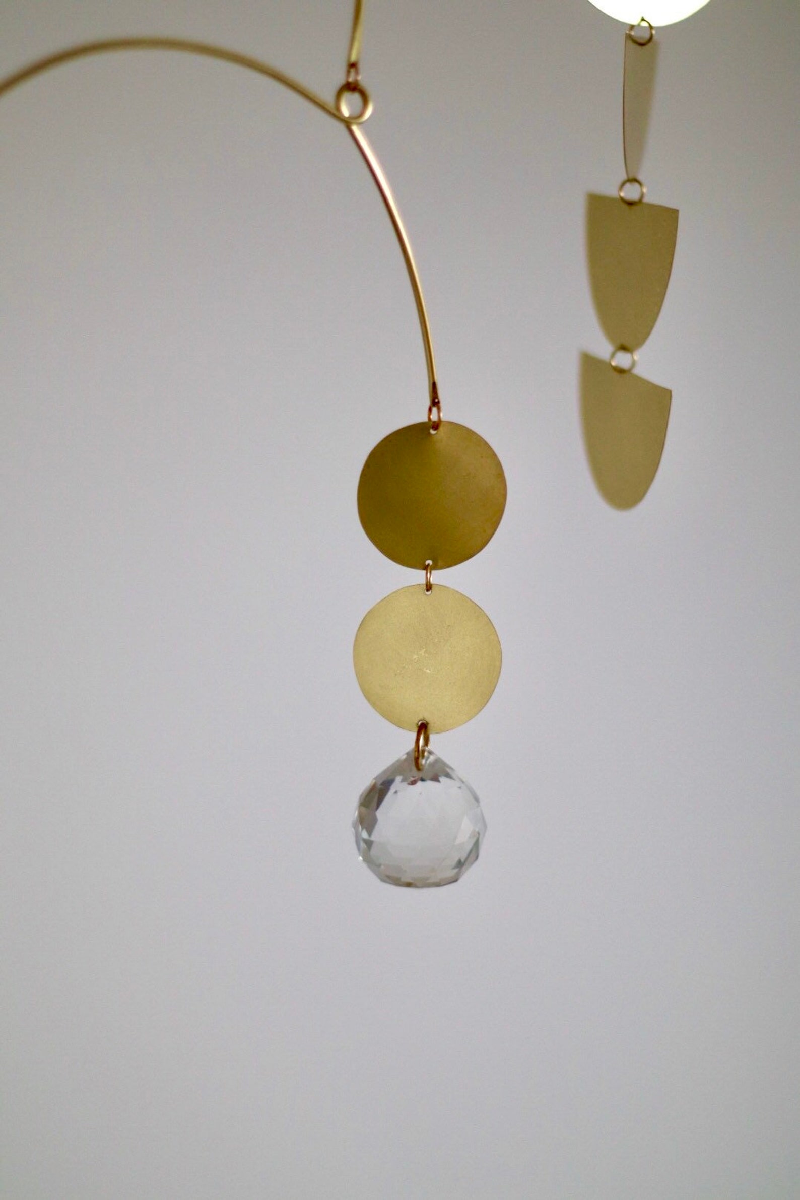 Modern Kinetic Brass Mobile. Hanging Metal Mobile With Crystal - Etsy