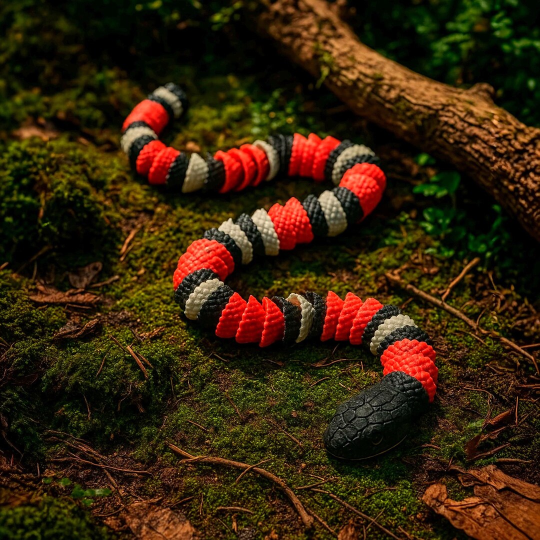 3D Printed Coral Snake Fidget Toy – Articulated Reptile Gift - Etsy