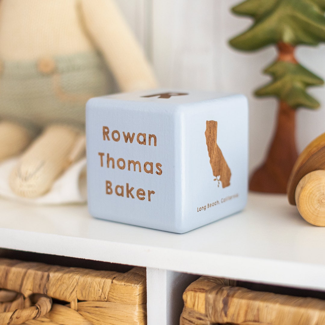 Wooden Baby Birth Stats Block / Custom Keepsake Newborn Details Block ...