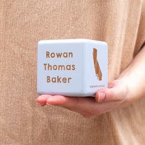 Wooden Baby Birth Stats Block / Custom Keepsake Newborn Details Block ...