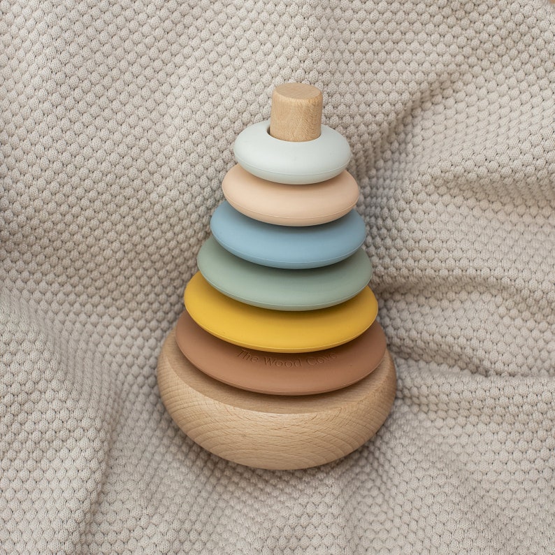 Silicone Wood Rocking Ring Stacking Toy coast - Etsy