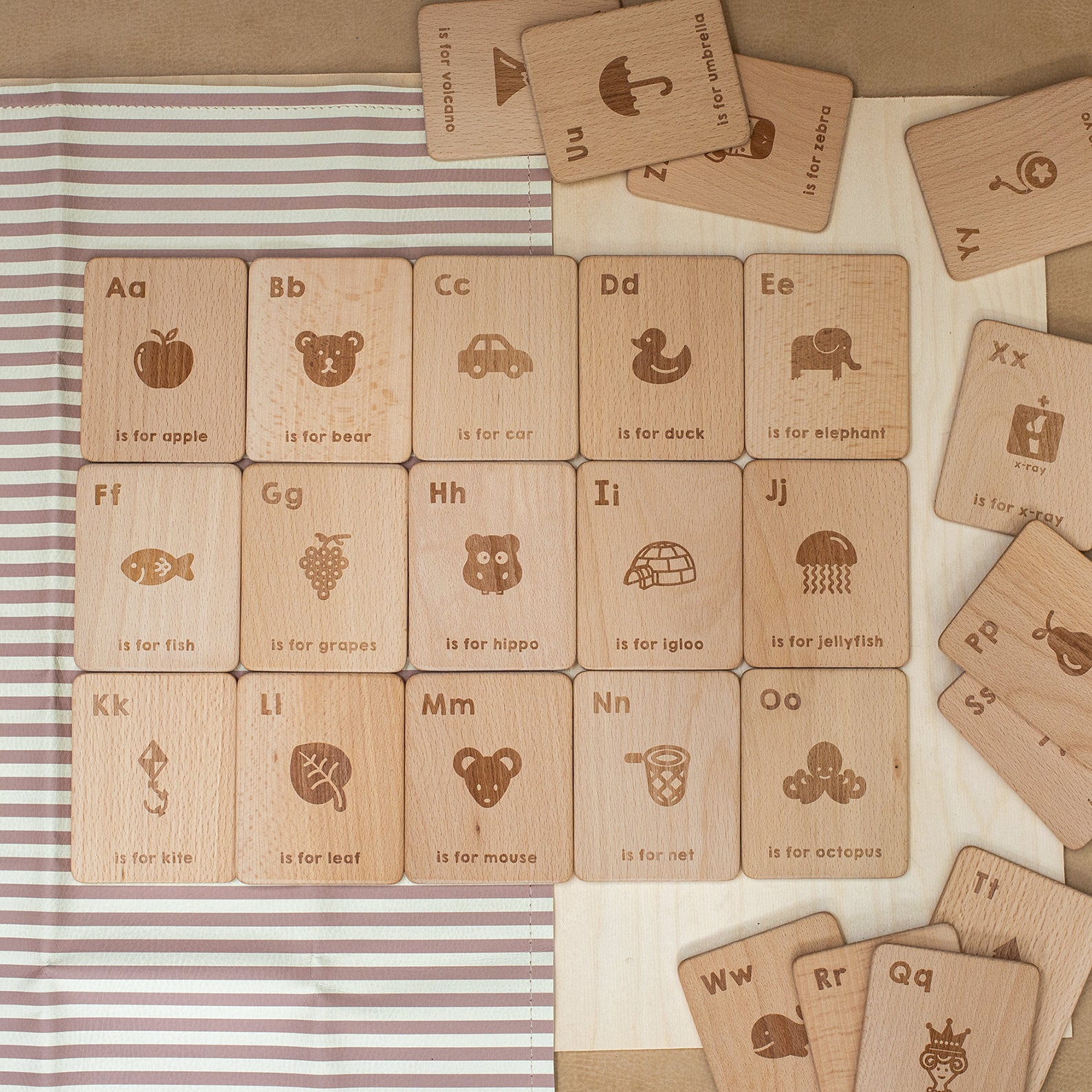 Wooden Alphabet Flashcards / A-Z Beech Wood Cards / Alphabet - Etsy
