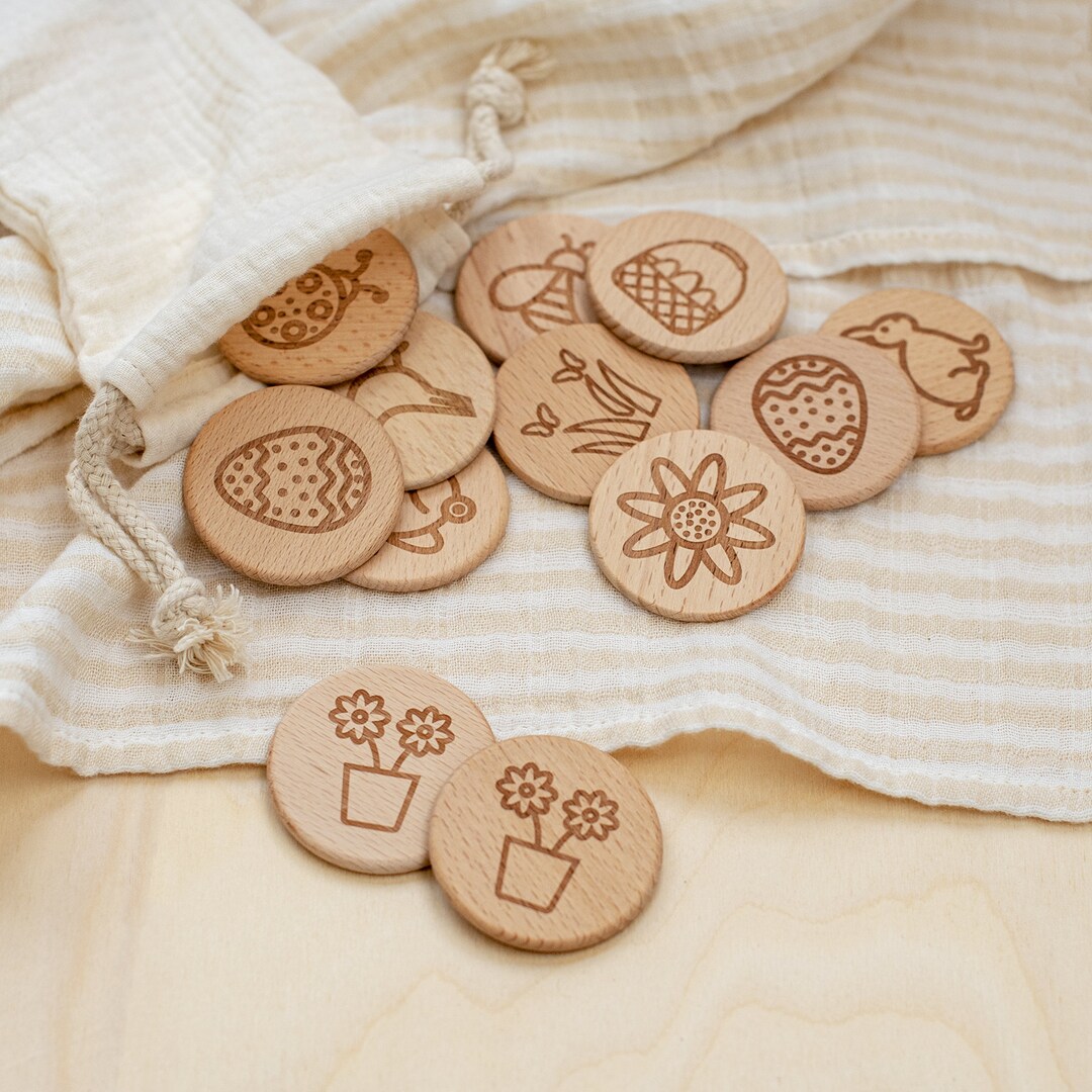 Spring Wooden Matching Game / Easter Memory Game - Etsy