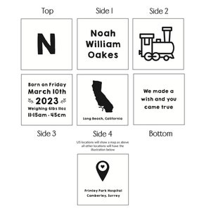 Wooden Baby Birth Stats Block / Custom Keepsake Newborn Details Block ...