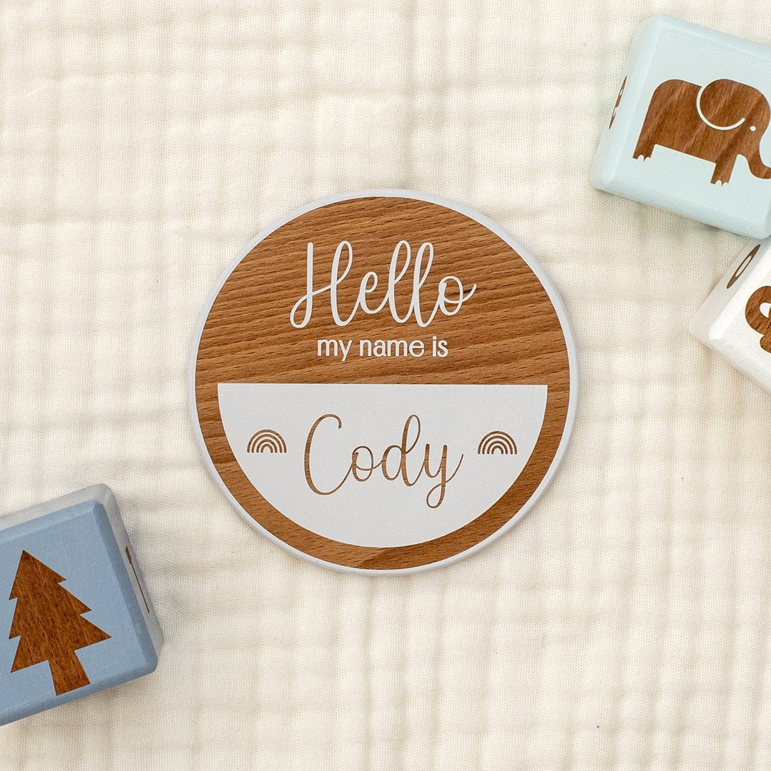 Hello My Name Is... Baby Name Birth Announcement Sign / Card / Plaque ...