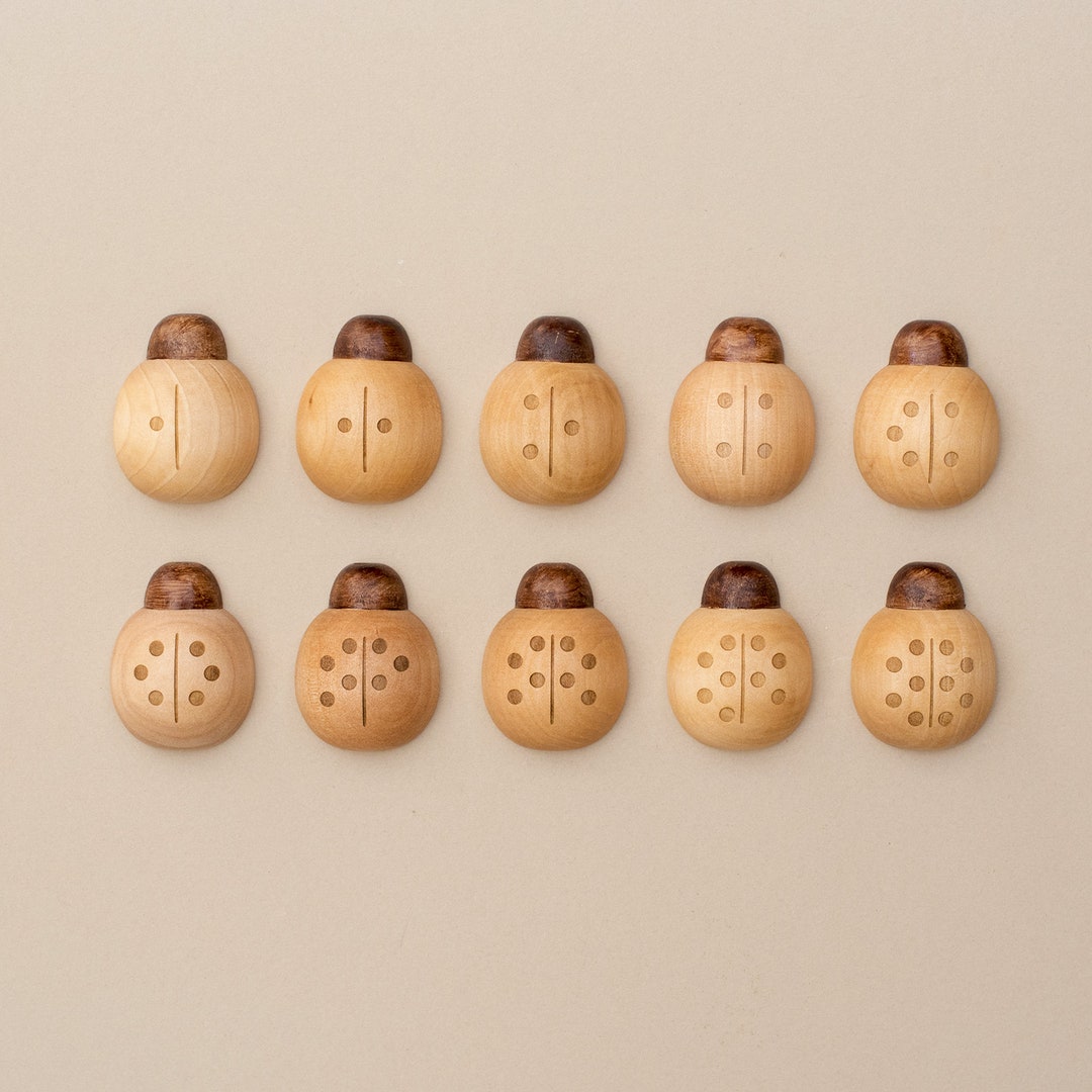 Wooden Counting Ladybirds / Wooden Toys / Counting Game / Natural Play ...