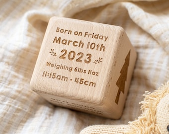 Wooden Baby Birth Stats Block / Custom Keepsake Newborn - Etsy