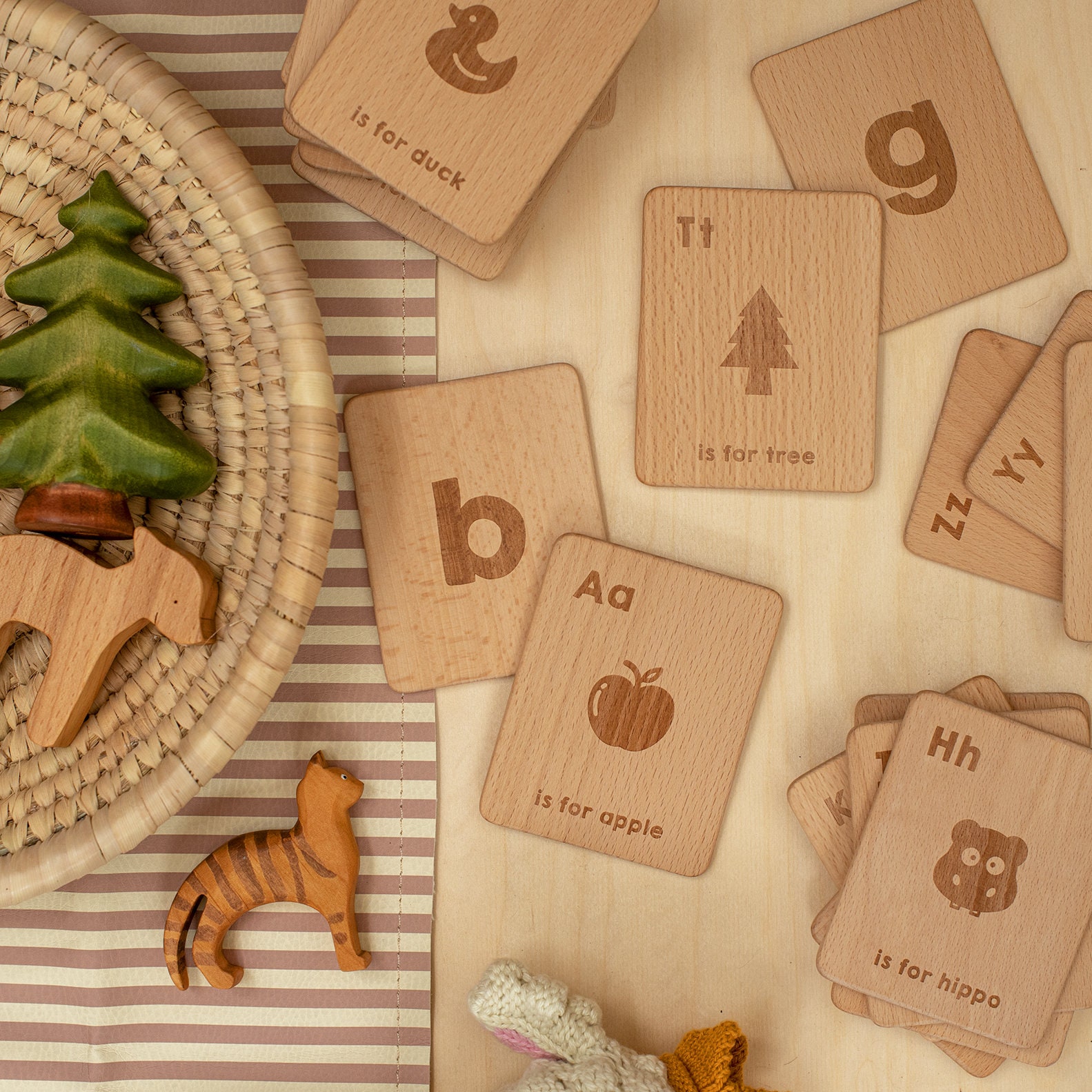 Wooden Alphabet Flashcards / A-Z Beech Wood Cards / Alphabet - Etsy
