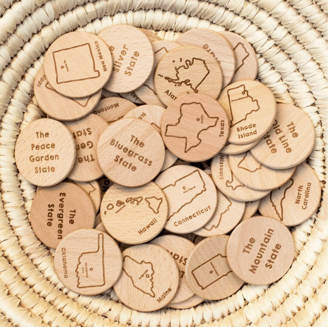 Wooden USA State Coins (to Match Gathre Mats!) / USA Map - Etsy