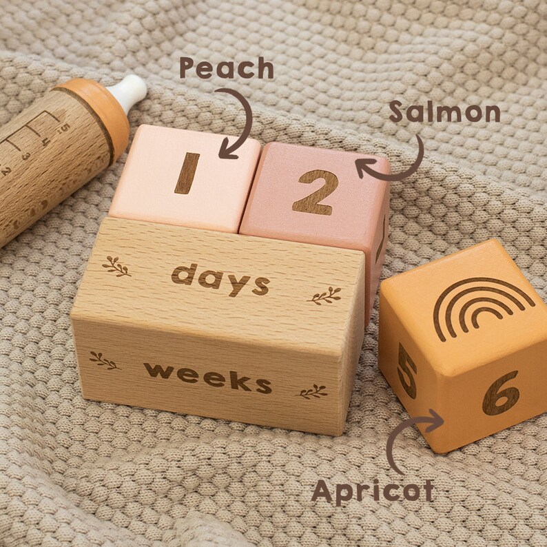 Wooden Baby Milestone Blocks custom Colours / Milestone - Etsy