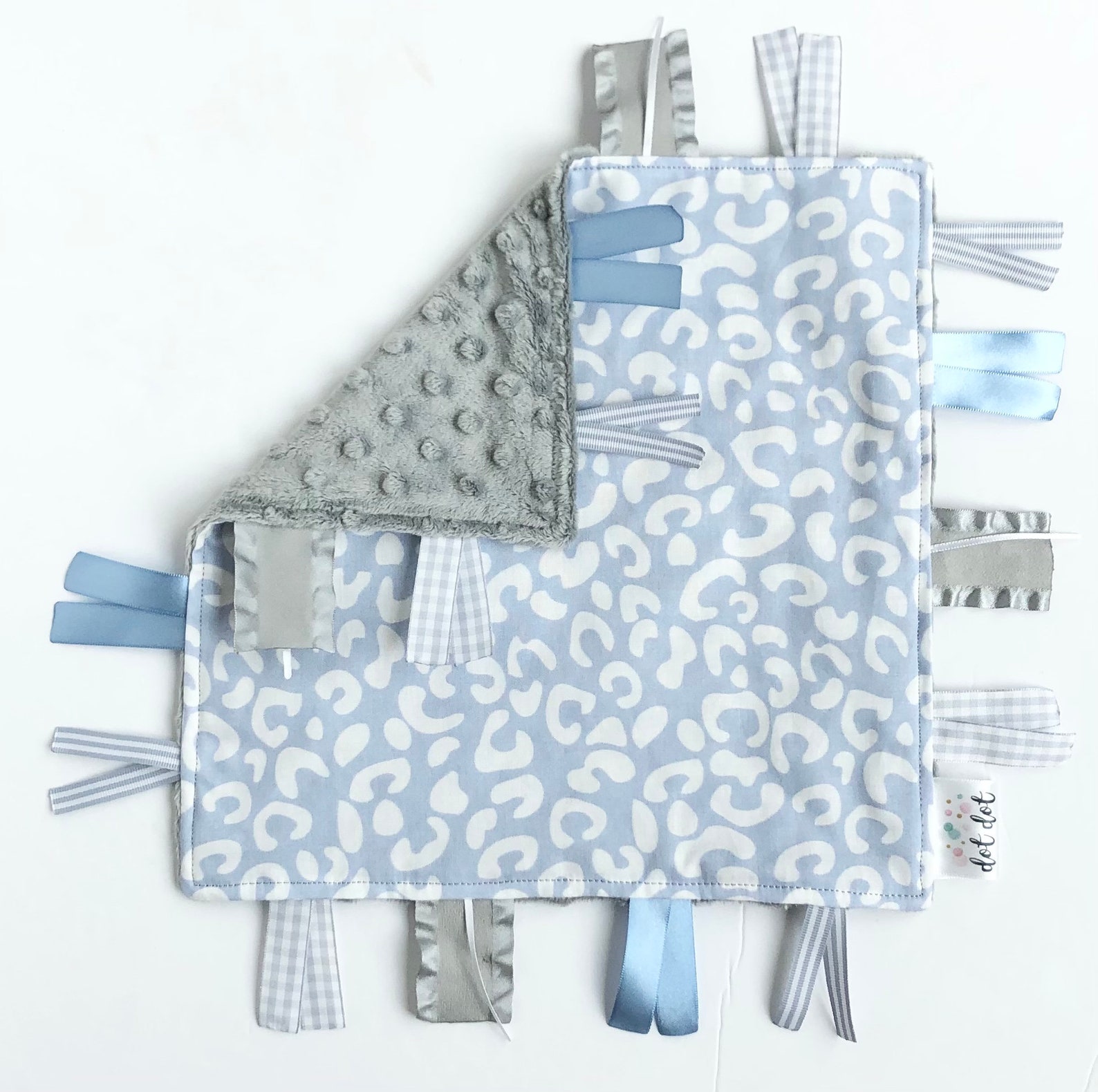 Periwinkle Leopard - Baby Girl Lovey Tag Sensory Security Blanket Toy ...