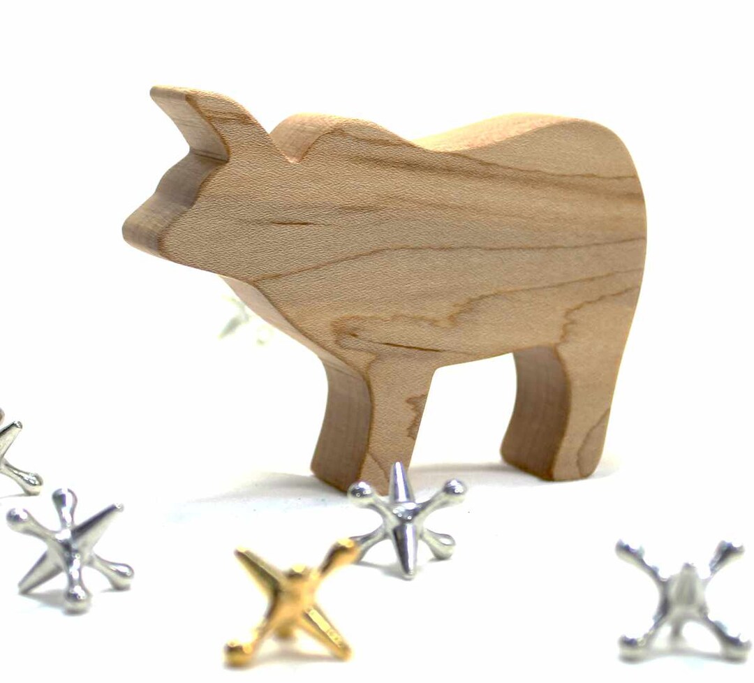 Wild Animal Toy Zebu, Natural Wood Toy, Cattle Decor, Exotic Animal ...