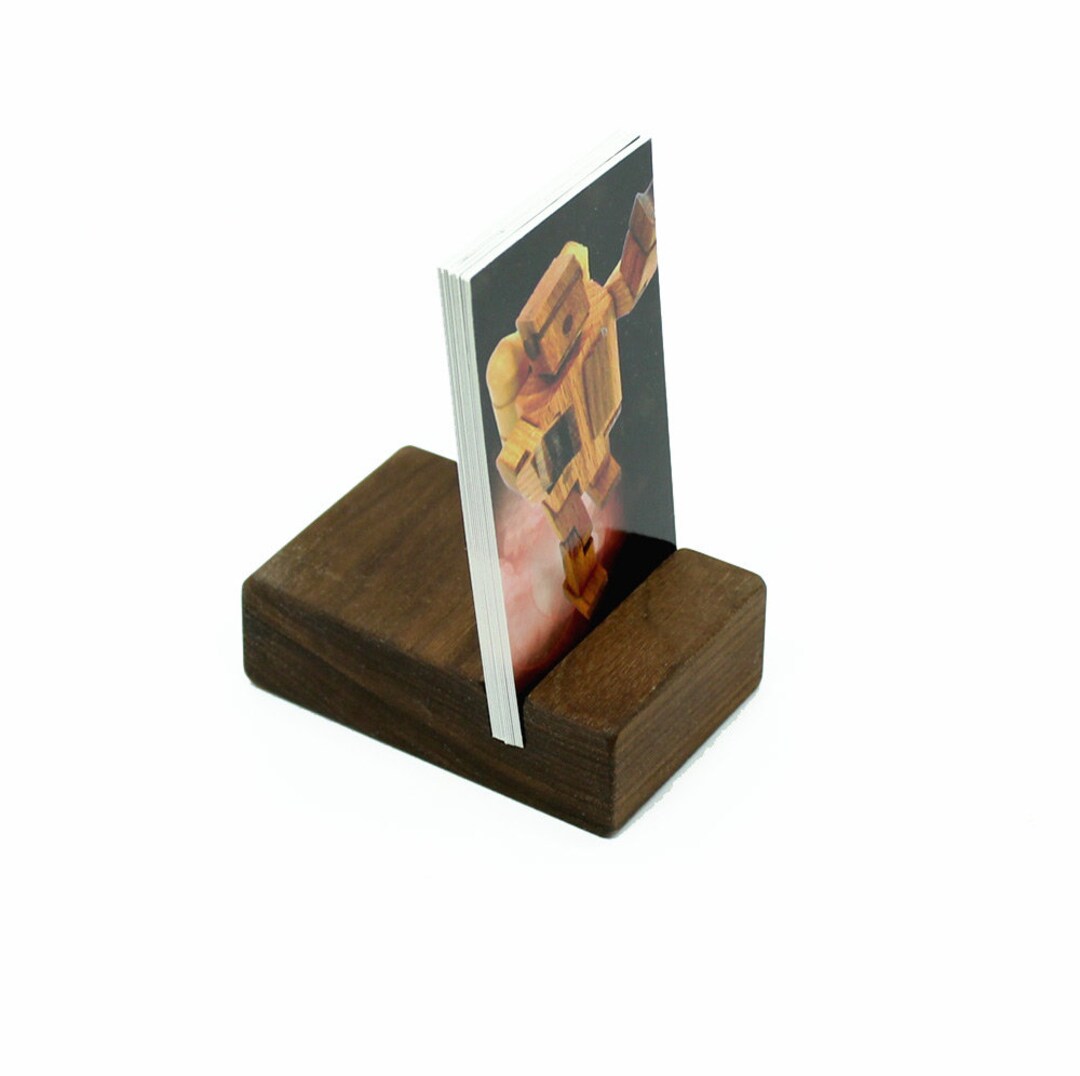 Walnut Vertical Business Card Holder, Wooden Card Holder, Wood Business ...