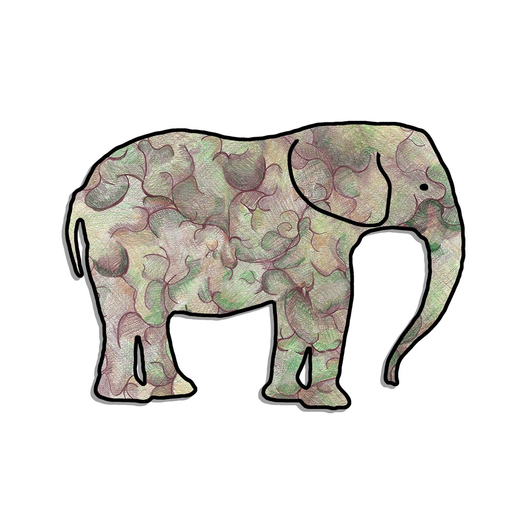 Elephant Sticker Waterproof Vinyl Sticker, Laptop, Chromebook, Camo ...