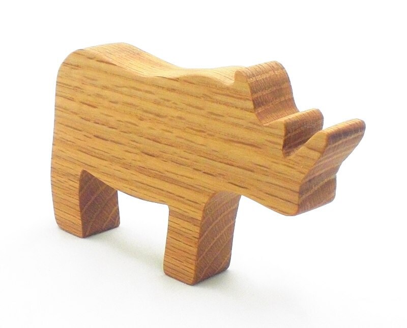 Wooden Rhino Toy Natural Wood Toy Wood Rhino Figurine Noah - Etsy