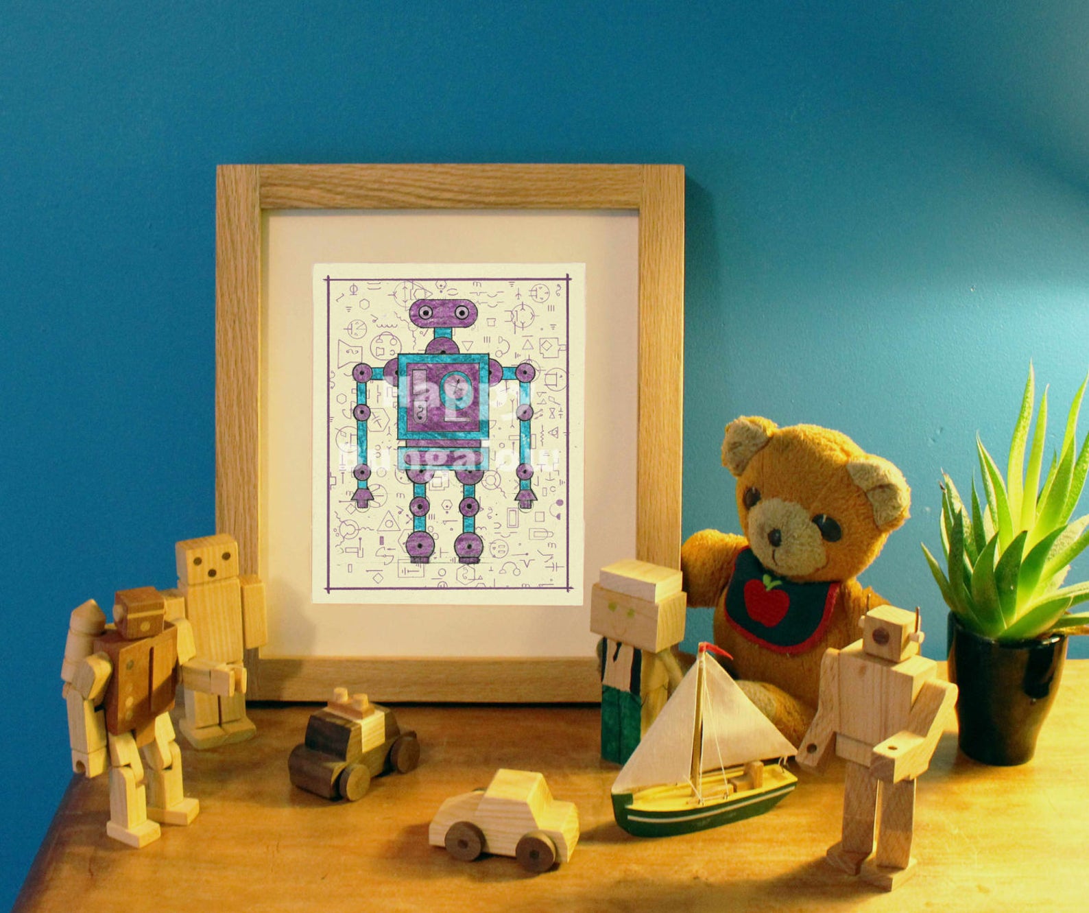 Robot Drawing for Kids Nursery Wall Art Boys Room Decor | Etsy