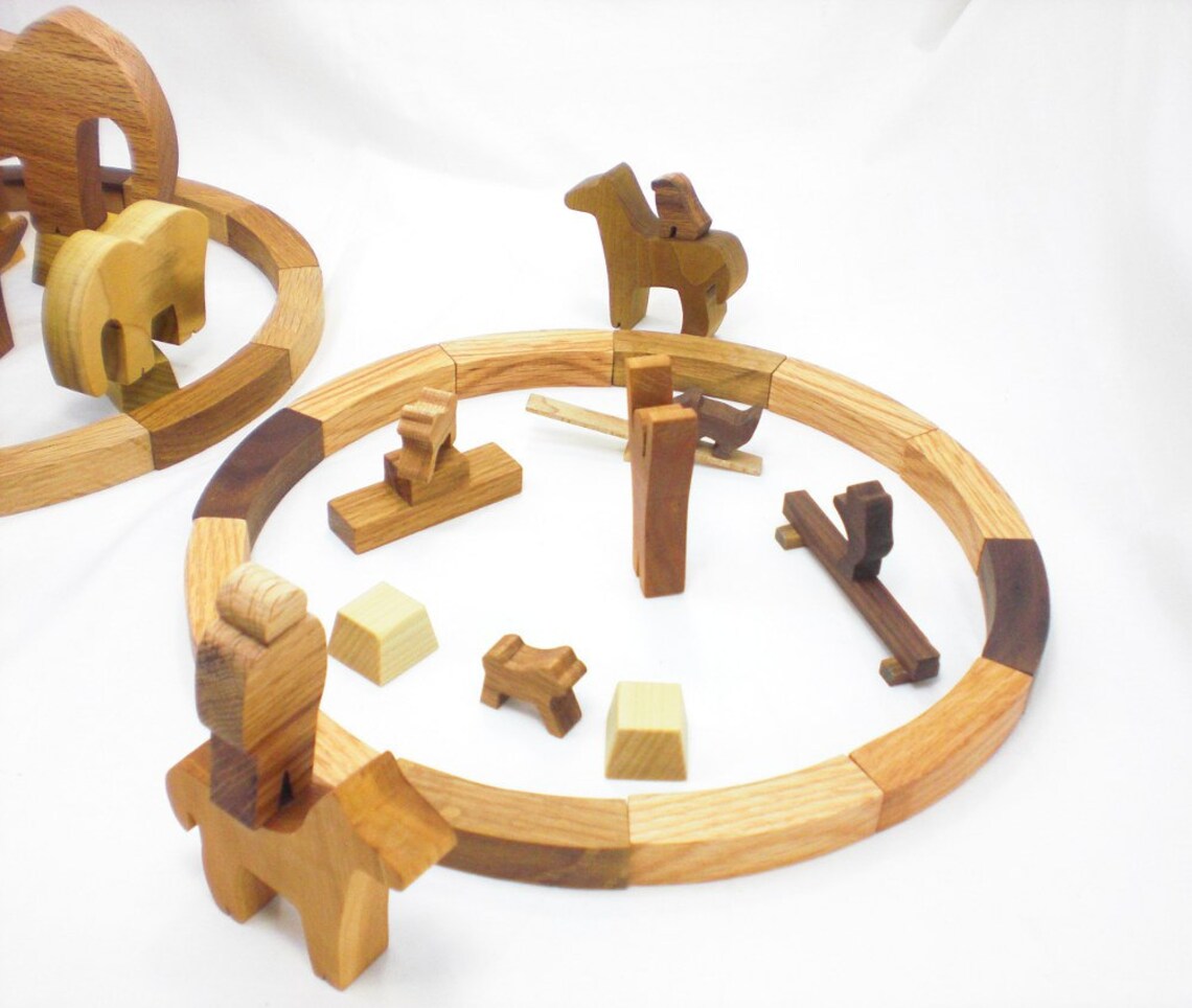 Circus Toy Wood Circus Rings and Animals Elephants Lions | Etsy