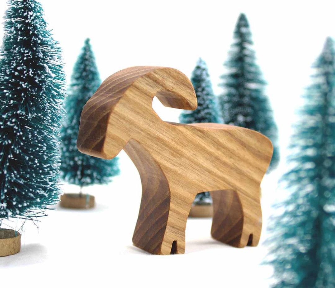 Big Horn Sheep Mountain Goat Mountain Animal Wooden Toy - Etsy