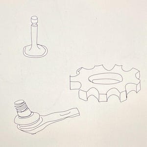 Engine Parts Line Art – Valve, Gear & Rod Sketch (SVG PNG AI) - Etsy