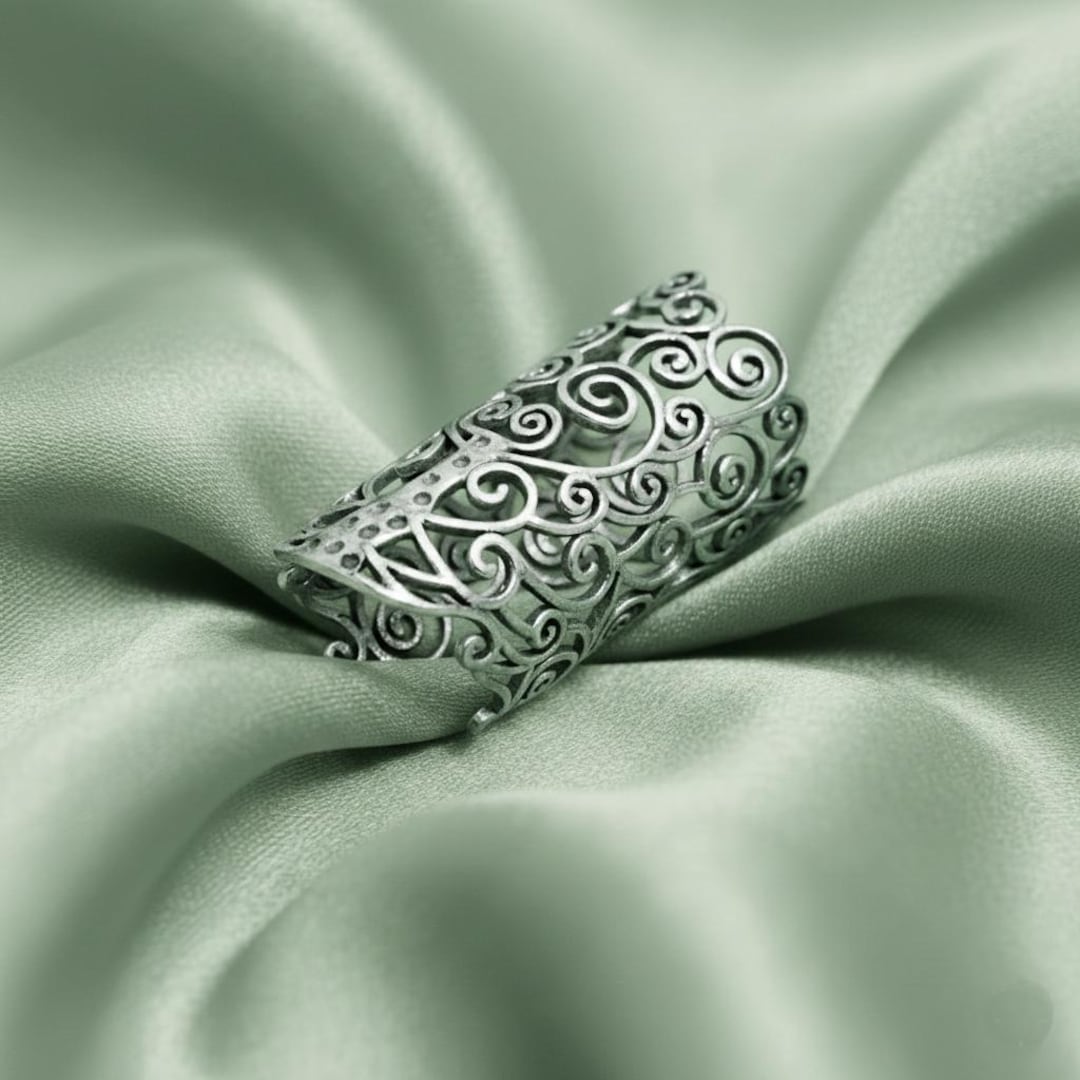 Ornate Brass Filigree Splint Ring - Adjustable Arthritis Support Band ...