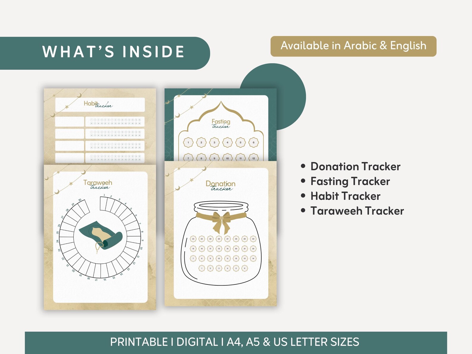 Ramadan Printable Planner- Bilingual Arabic and English, Daily Planner ...