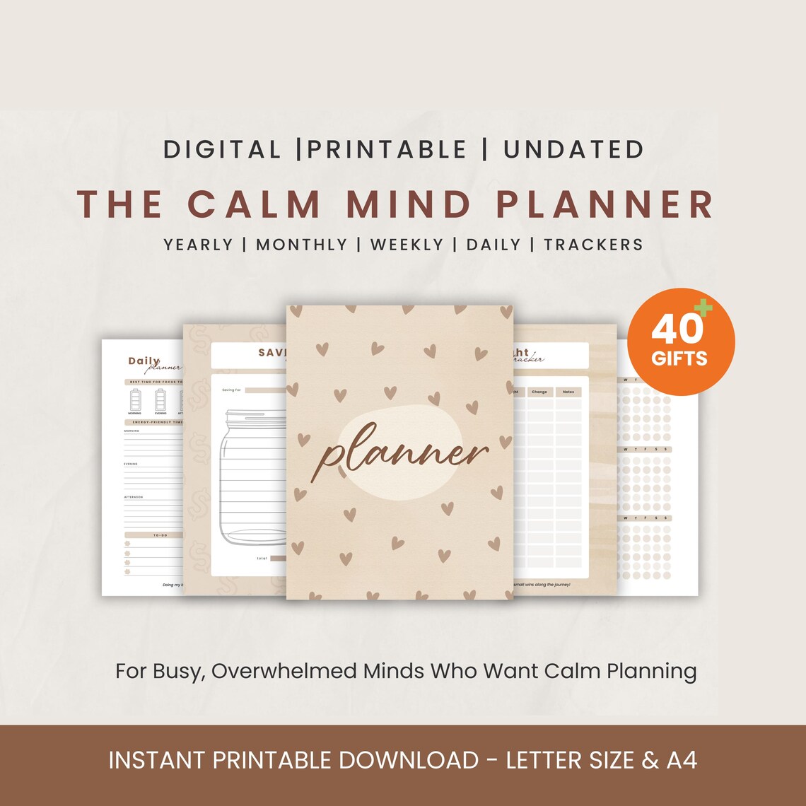 Printable Special Planner With Hearts Design - Daily, Weekly, Monthly ...