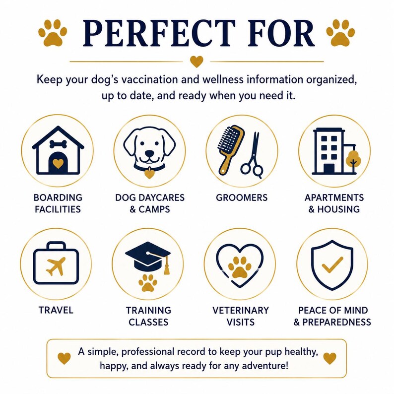 Dog Vaccination Record Printable | Pet Wellness Tracker, Boarding ...