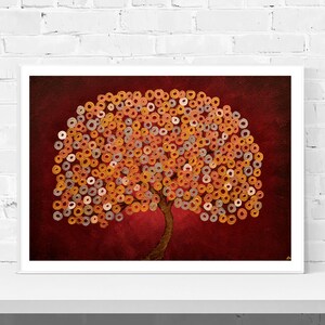Red Abstract Tree Print Red Wall Art Print Red Tree Print in A4/a3 Size ...