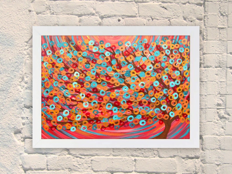 Red Wall Art Print Red Abstract Tree Wall Art Print Giclee | Etsy