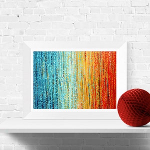 Turquoise and Orange Abstract Art Print Summer Sunset Wall Art Print of ...