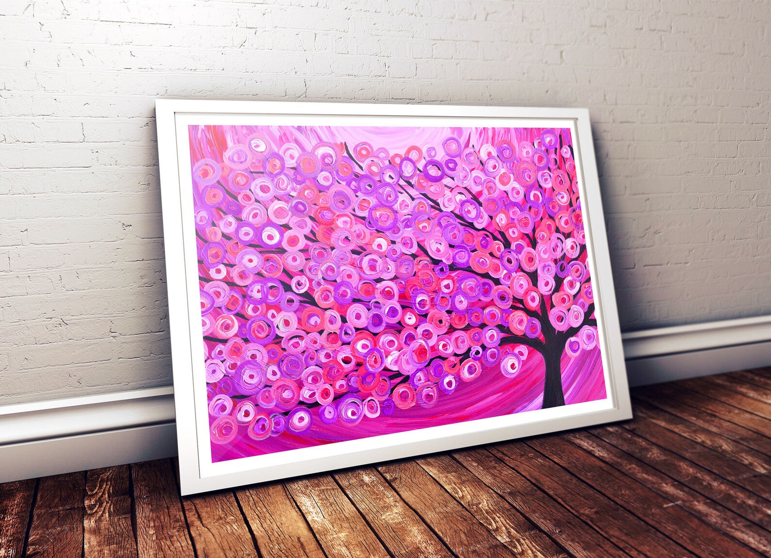 Pink Abstract Tree Art Print Cerise Magenta Purple & - Etsy UK