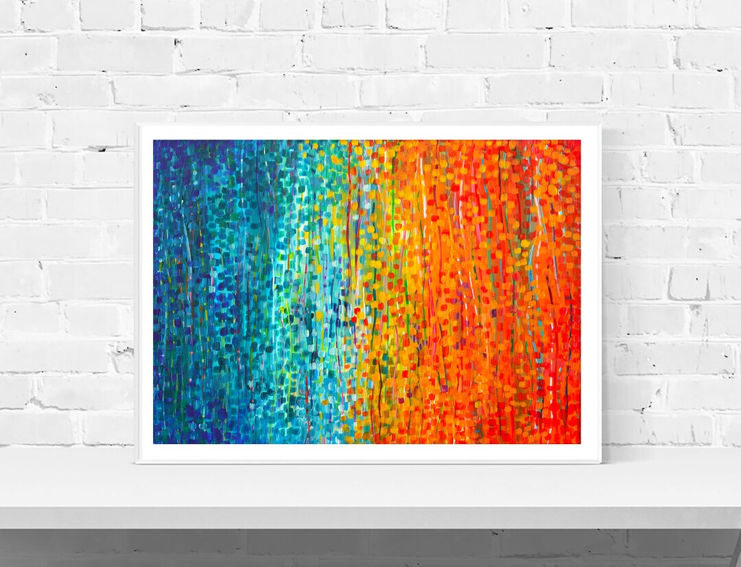Turquoise & Orange Abstract Wall Art Print 'fiesta' Orange and Blue ...