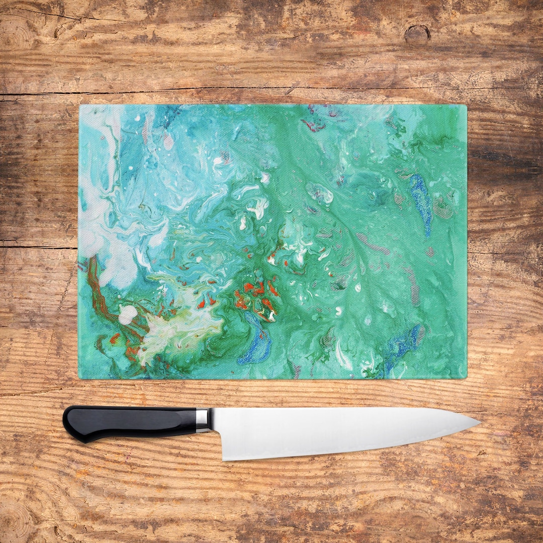 Green Glass Chopping Board - Jade Green Worktop Saver, Large Cutting ...