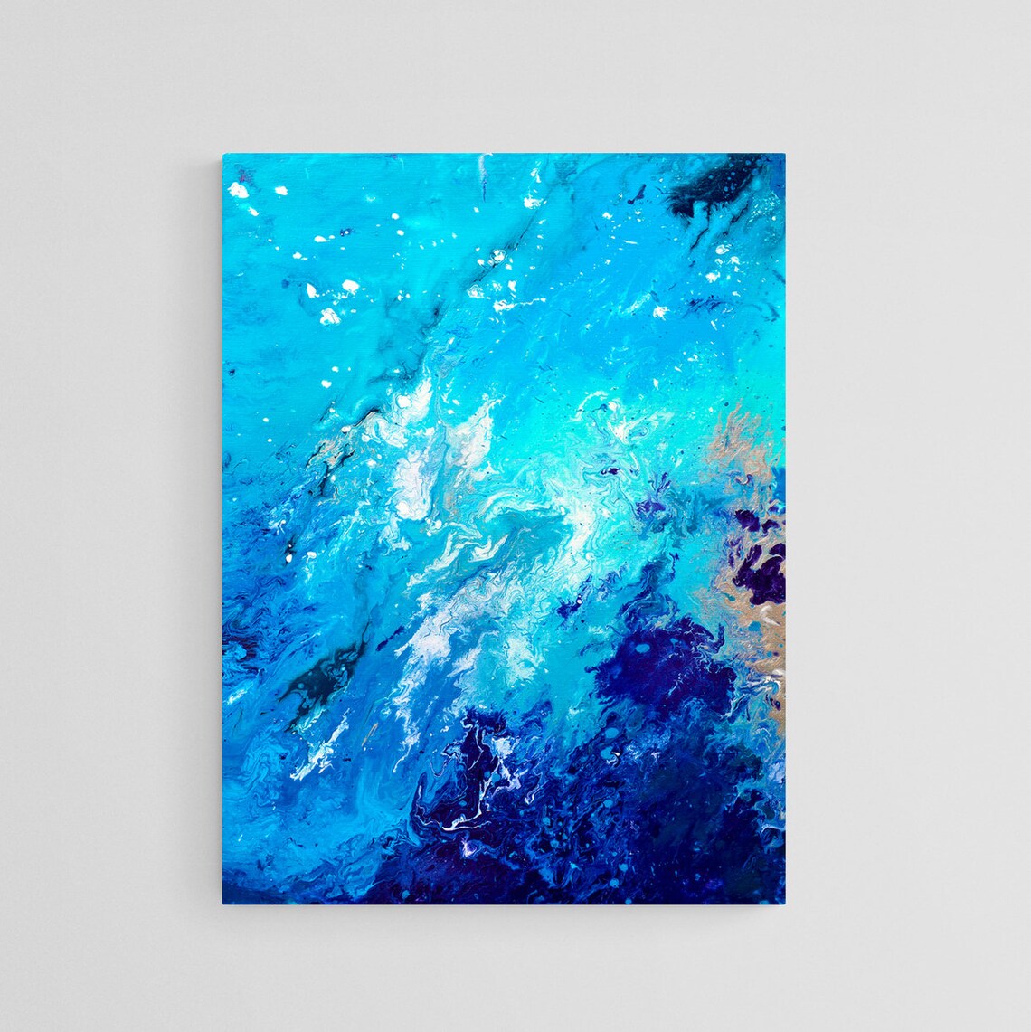 Blue Canvas Print Blue & White Abstract Marbled Canvas - Etsy UK