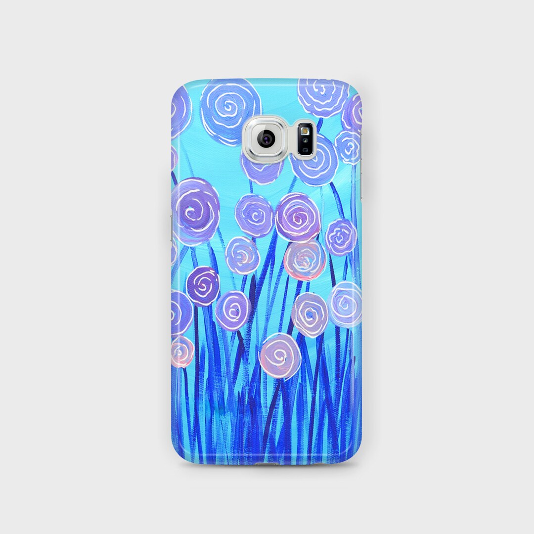Blue & Lilac Flowers Samsung Phone Case Unique Abstract Floral ...