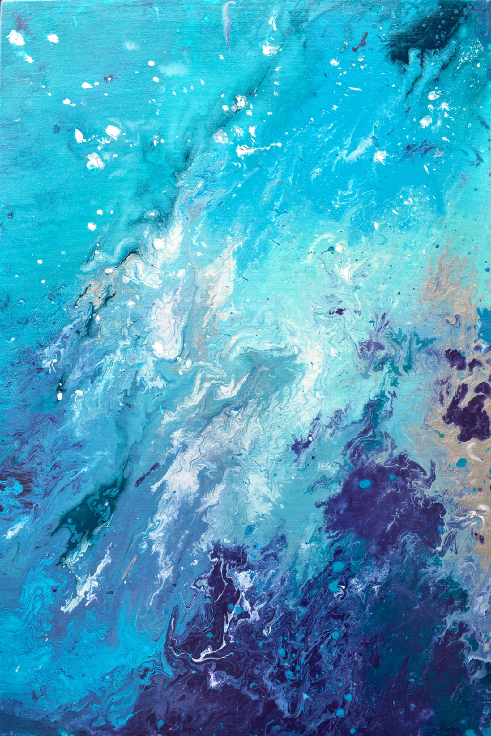 Blue Canvas Print Blue & White Abstract Marbled Canvas - Etsy UK