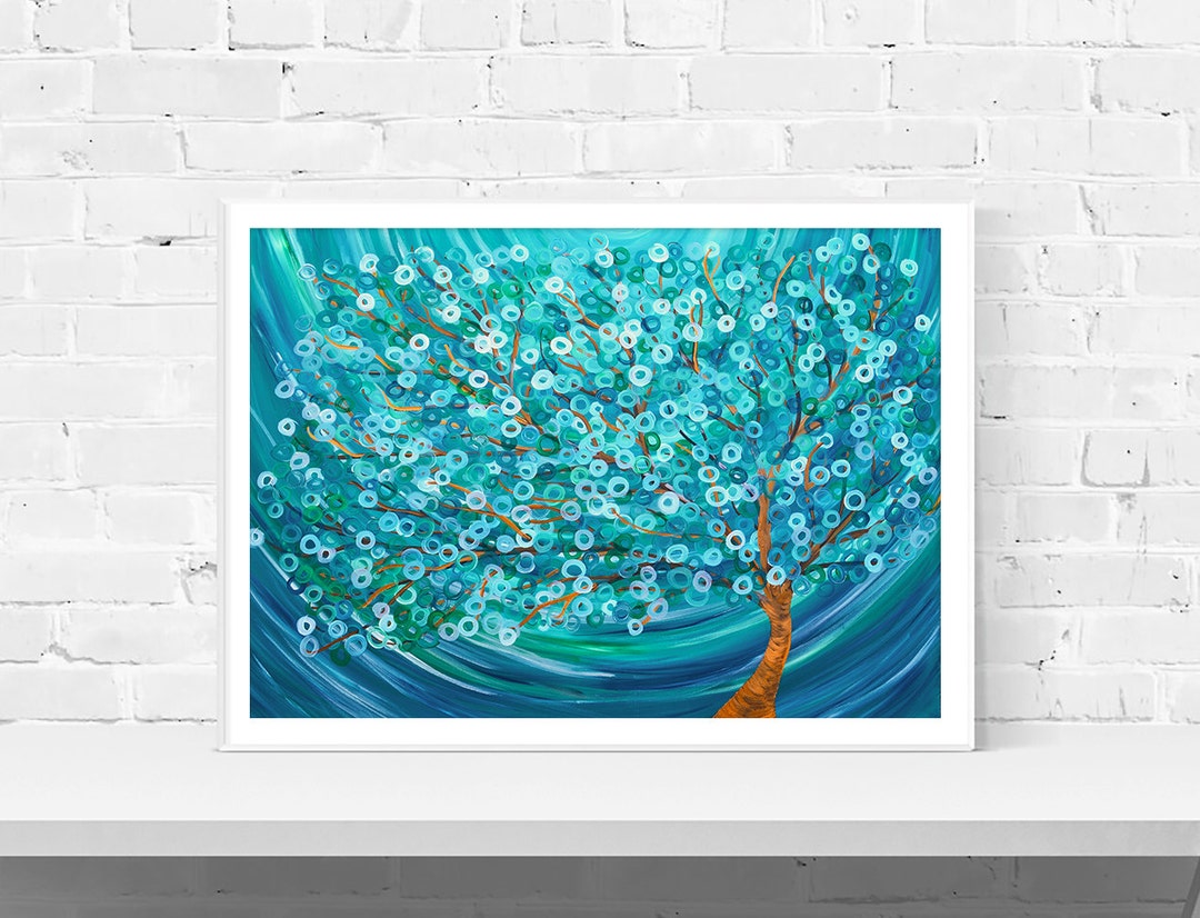 Teal Tree Art Print - 'winter Morning Tree' - Wall Art Print of ...