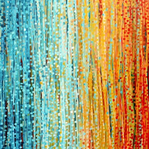 Turquoise and Orange Abstract Art Print Summer Sunset Wall Art Print of ...