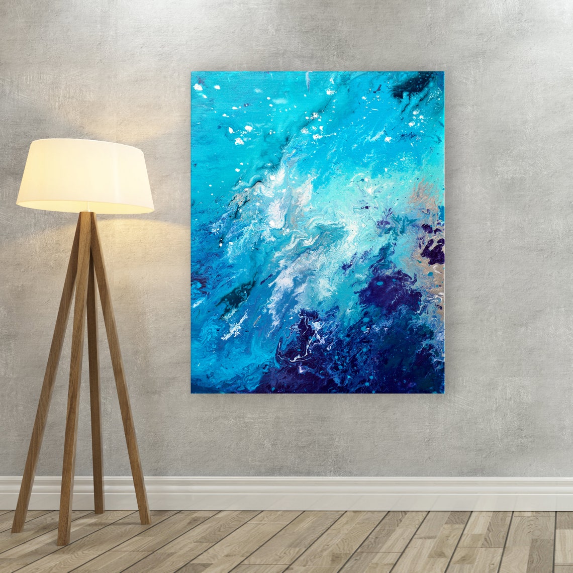 Blue Canvas Print Blue & White Abstract Marbled Canvas - Etsy UK