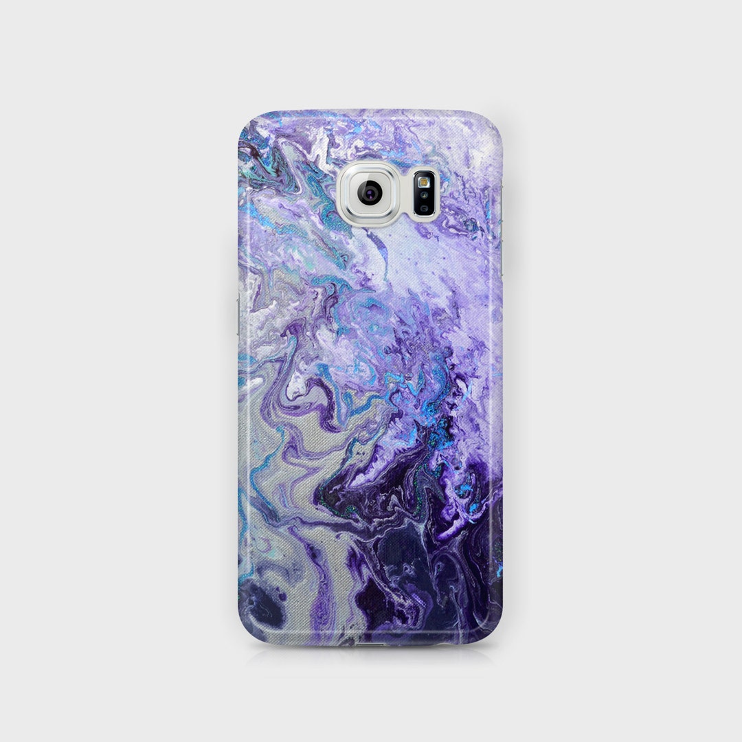 Purple & White Marbled Samsung Phone Case - Amethyst Purple Blue and ...
