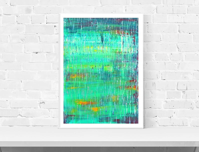Green Abstract Art Print 'rain' Green Abstract - Etsy