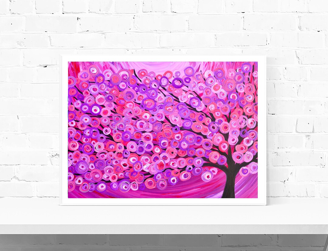 Pink Abstract Tree Art Print Cerise, Magenta, Purple, & Raspberry Pink ...