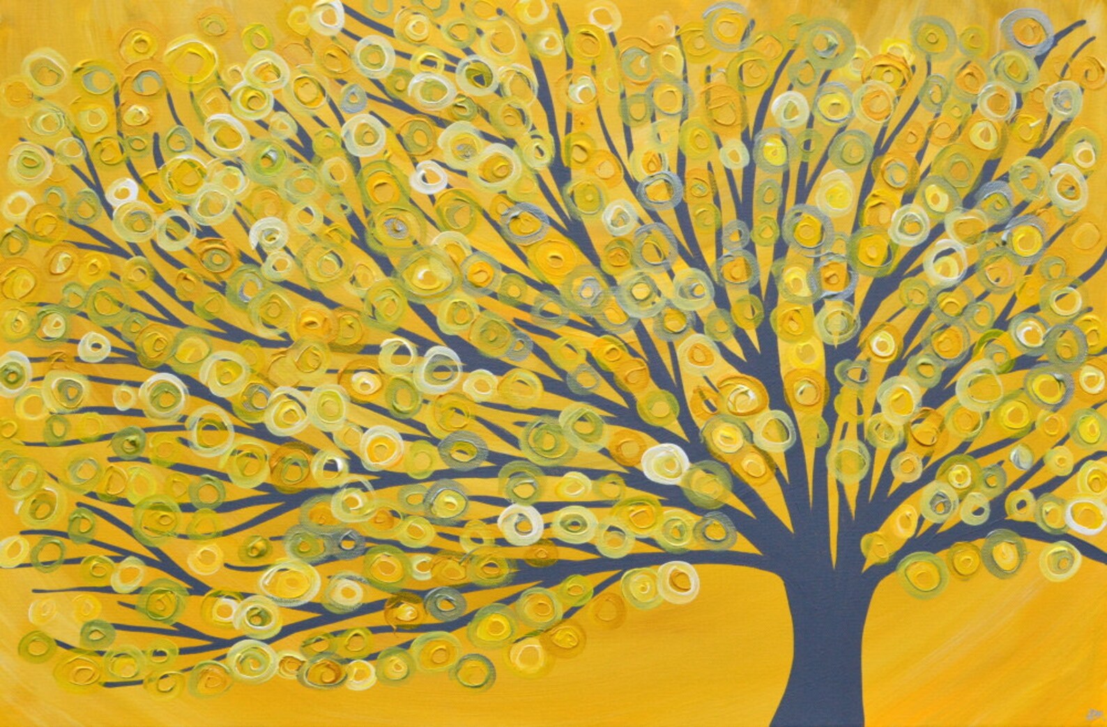 Yellow Abstract Tree Print Yellow Wall Art Print of Original | Etsy UK